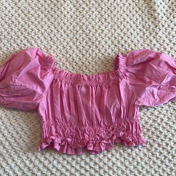 Zara | Tops | Zara Pink Scrunch Crop Top | Poshmark